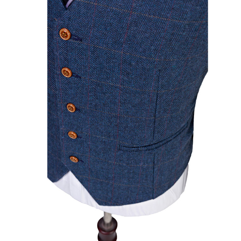 Made to Measure Blue Herringbone Tweed Three Piece Suit - That British ...