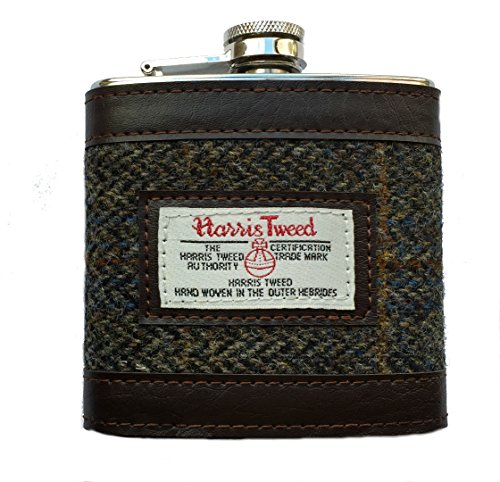 Harris Tweed Stainless Steel Hip Flask in Choice of Colours and Boxed ...
