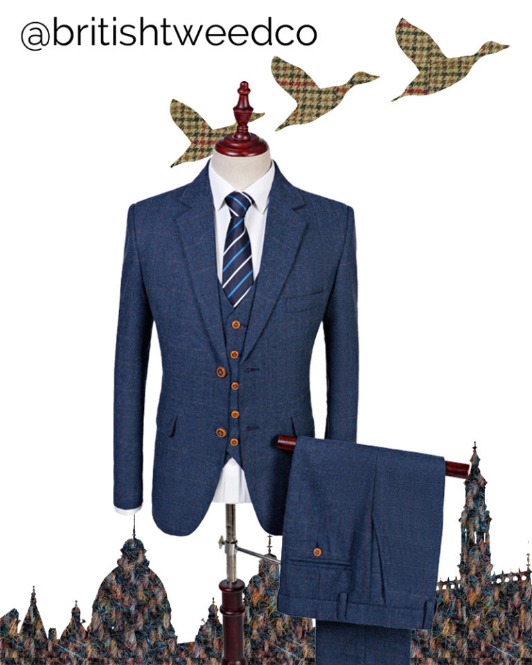 British Tweed Co - Blue Herringbone Tweed Three Piece Suit - That ...