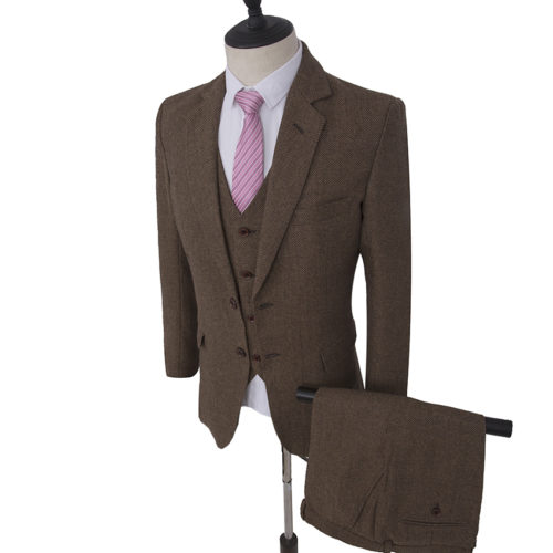 British Tweed Co - Classic Brown Herringbone Tweed Three Piece Suit ...