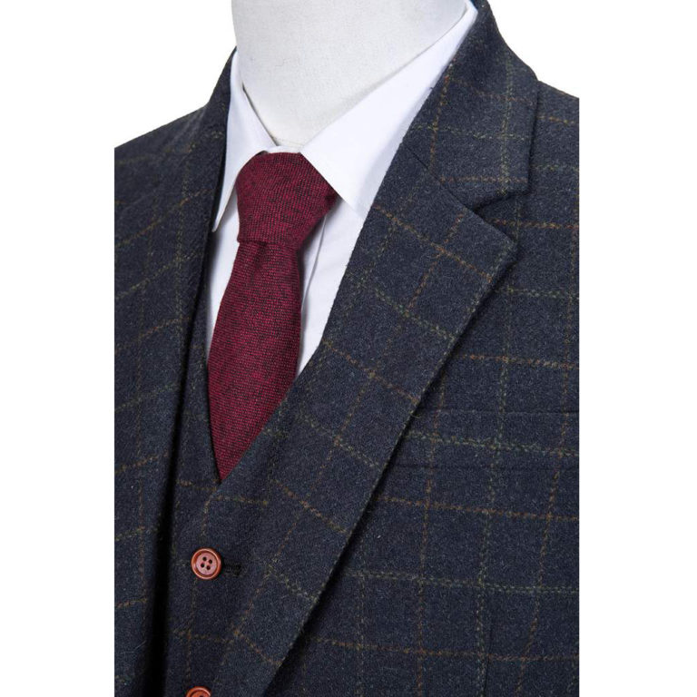 Mens Made to Measure Blue w Tan Check Tweed Three Piece Suit - That ...
